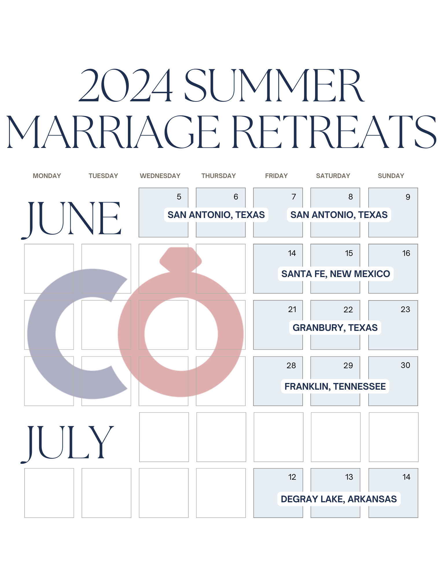 SUMMER MARRIAGE RETREATS | Coaches Outreach